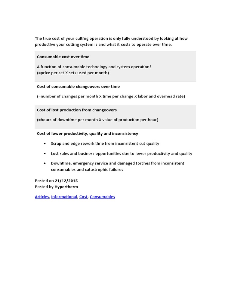 Cutting Operation Cost Analysis | PDF | Computers | Technology ...