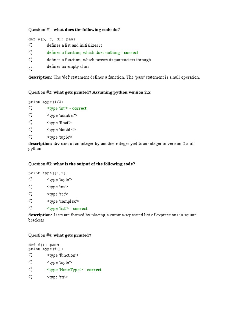 Python MCQ 1 | PDF | Python (Programming Language) | Parameter (Computer Programming)