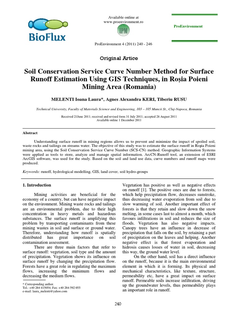 Soil Conservation Service Curve Number Method For Surface Runoff Estimation ROMANIA | PDF ...