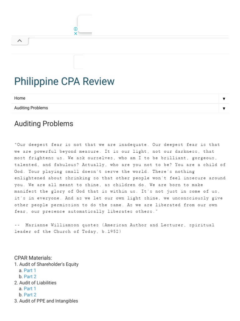 Philippine CPA Review - Auditing Problems | PDF | Business