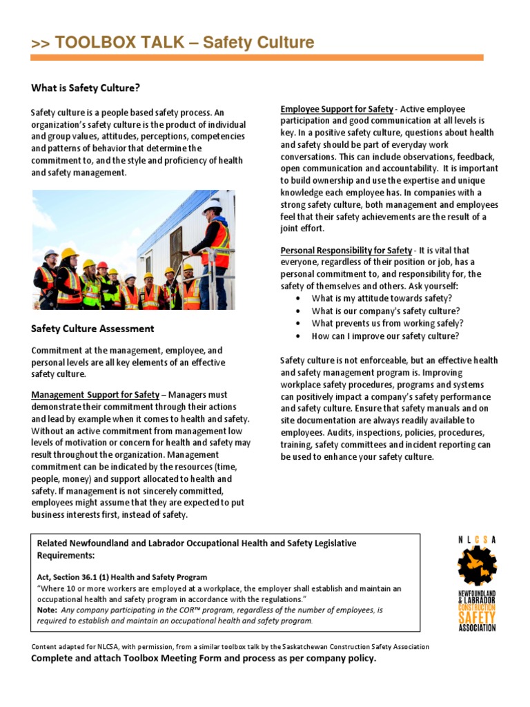 2.safety Culture TBT FINAL | PDF | Safety | Occupational Safety And Health