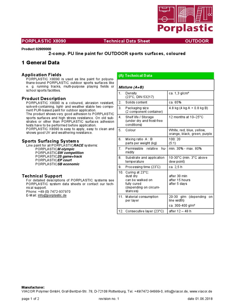 1 General Data: Porplastic X8090 Technical Data Sheet Outdoor | PDF ...