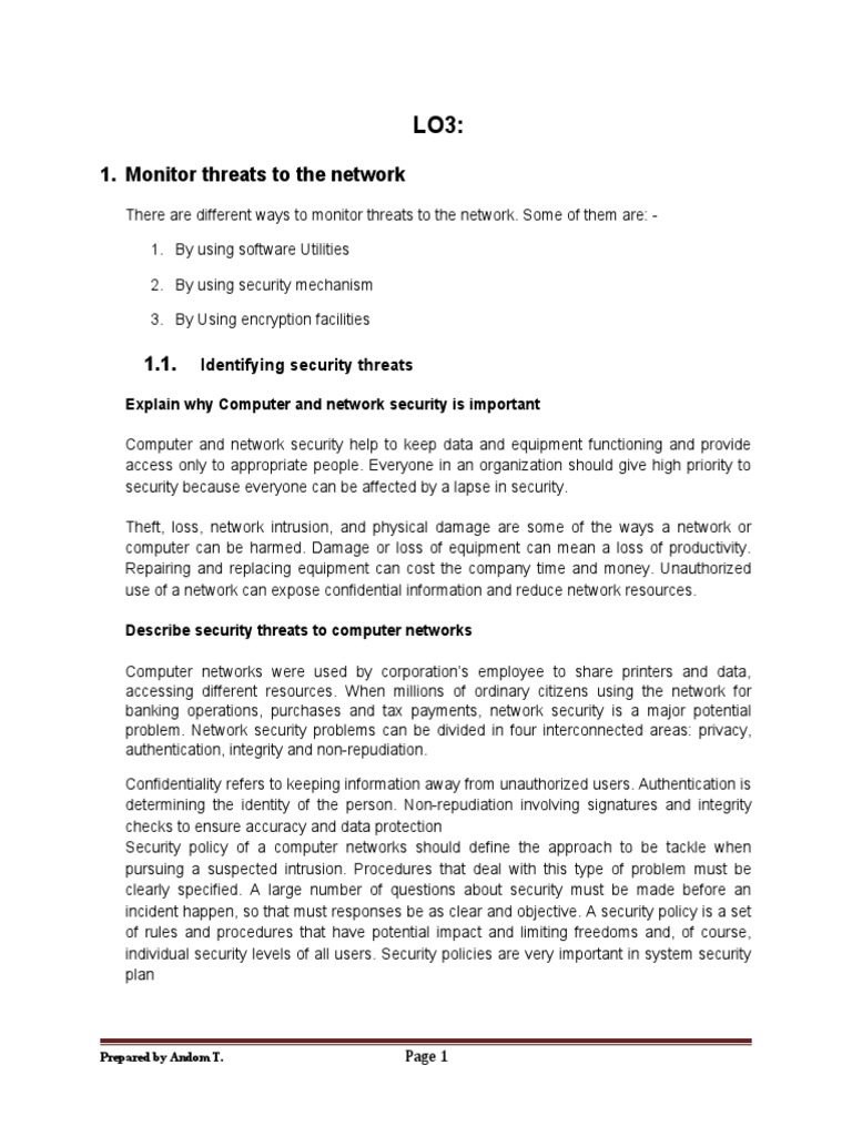 Monitor Threats To The Network | PDF | Malware | Computer Virus
