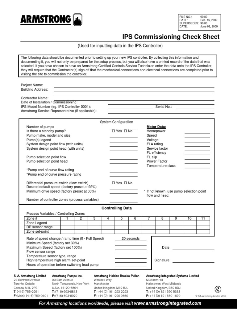 IPS Commissioning Check Sheet: (Used For Inputting Data in The IPS ...