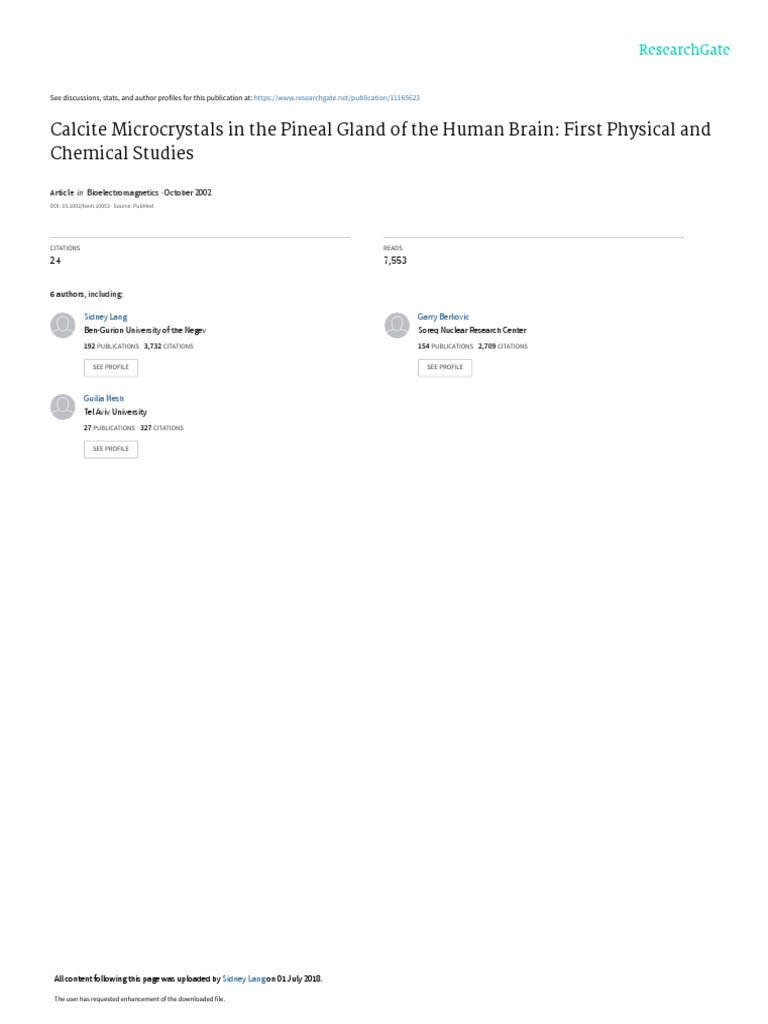 Pineal Gland Calcite Microcrystals Harmonic Generators Piezoelectric ...