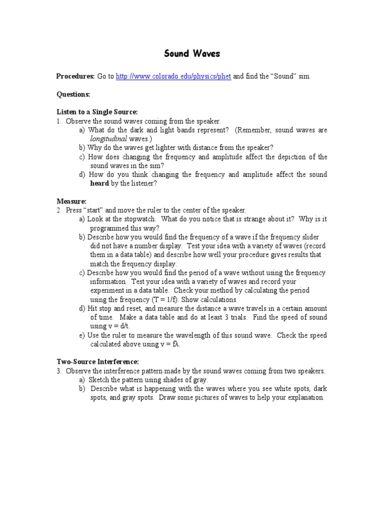 Sound Waves Lab | PDF | Science & Mathematics | Technology & Engineering