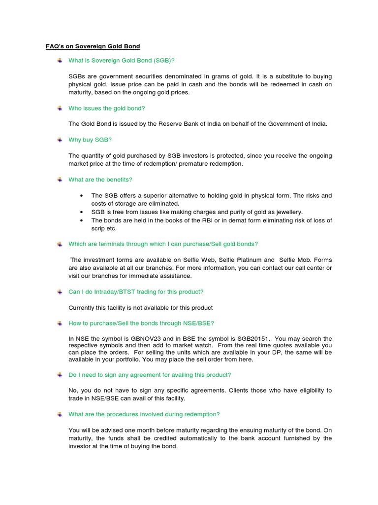 17 06 16 FAQ On Gold Bond | PDF | Bonds (Finance) | Investor