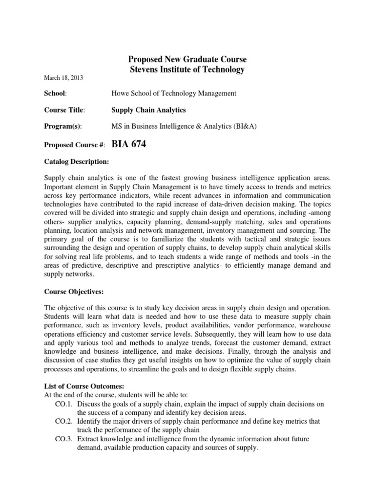 BIA-674 Supply Chain Analytics | PDF | Business Intelligence | Analytics