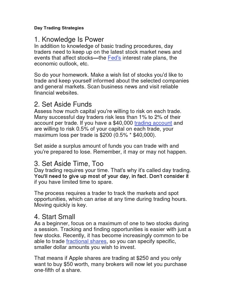 Day Trading Strategies | PDF | Order (Exchange) | Day Trading