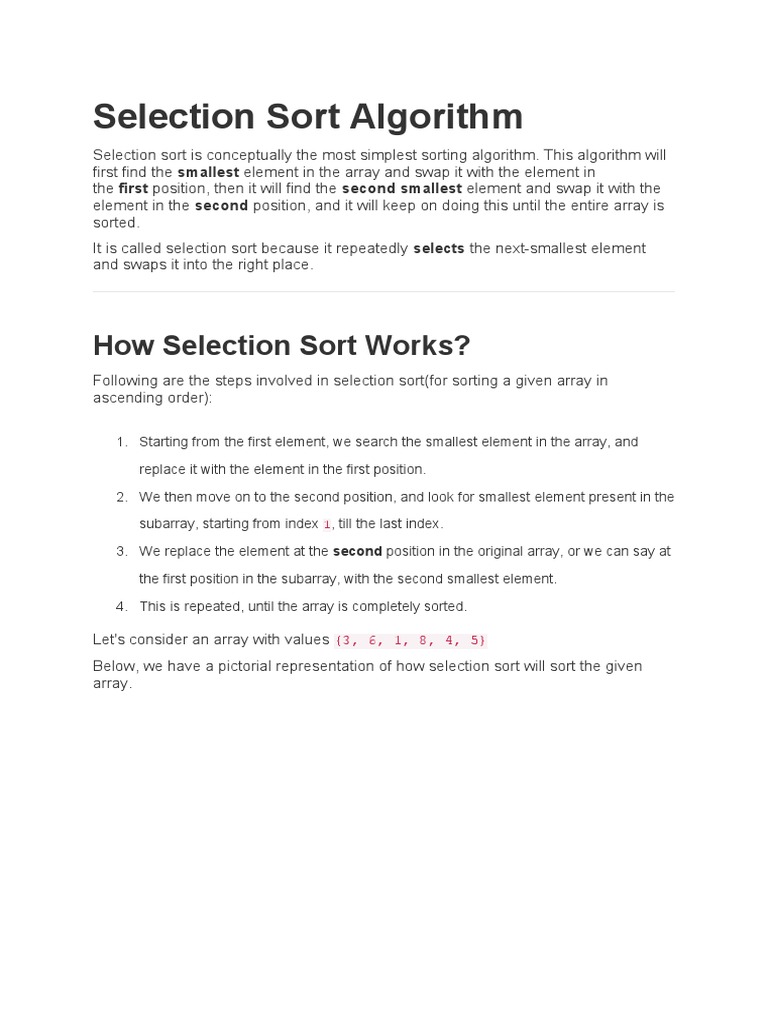 Selection Sort and Insertion Sort Algorithm | PDF | Array Data ... Selection Sort and Insertion Sort Algorithm | PDF | Array Data ...