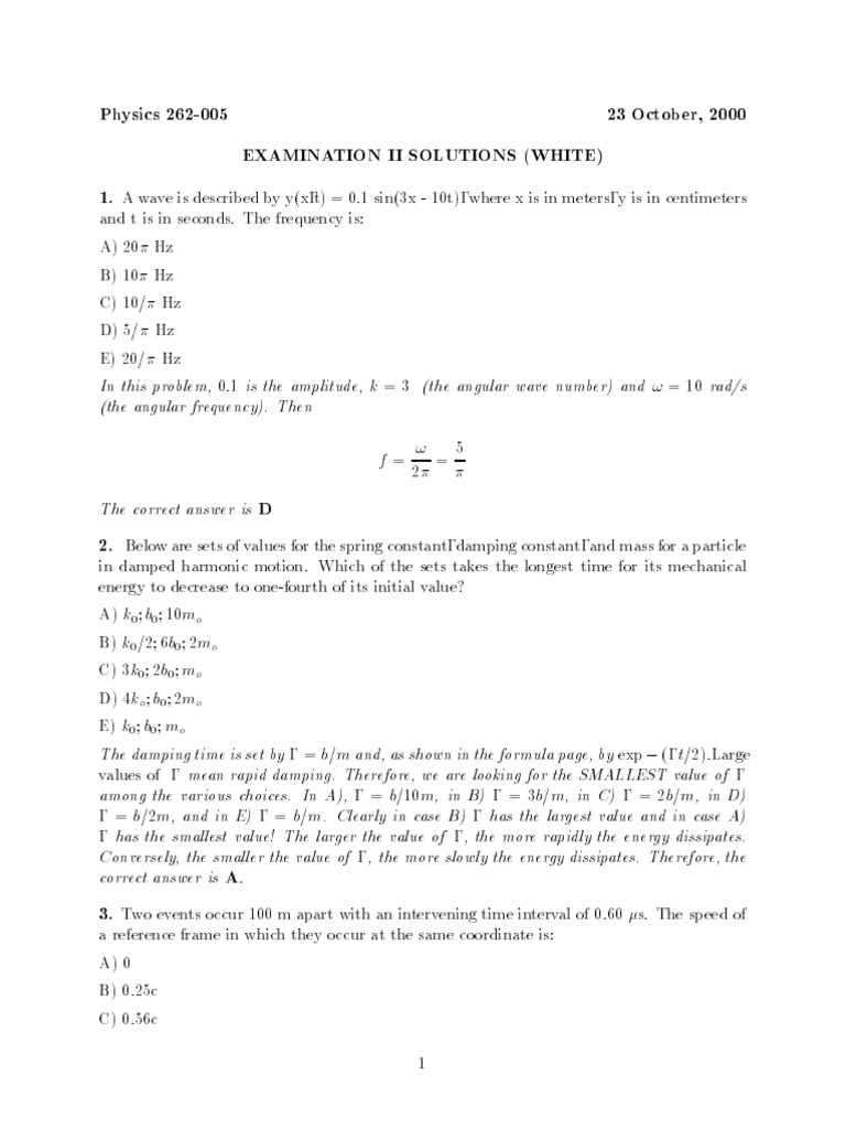 Ex2 Sol PDF | PDF | Resonance | Force