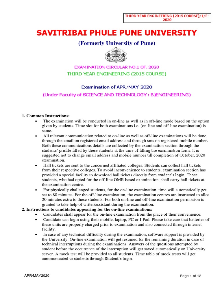 Savitribai Phule Pune University | PDF | Chemical Engineering ...