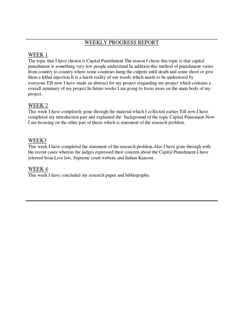 Weekly Progress Report Week 1 | PDF