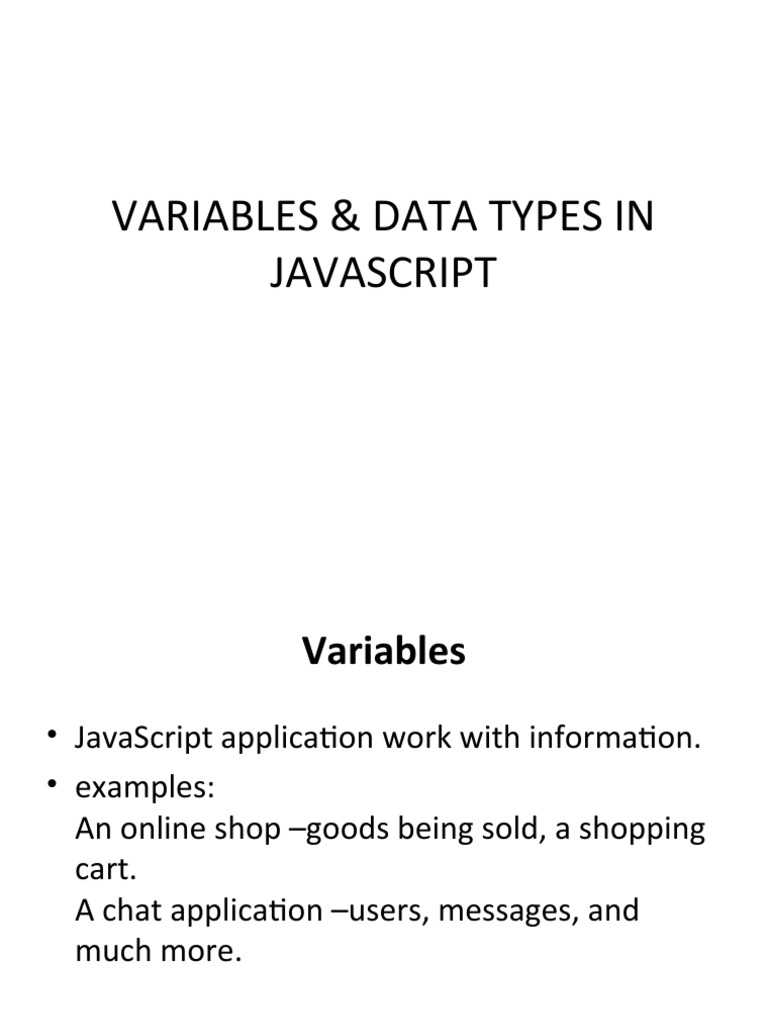 Variables And Data Types In Javascript Pdf Variable Computer Science Software Engineering