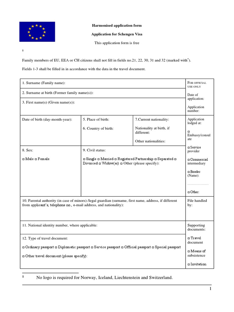 Schengen Visa Application Form PDF | PDF | Travel Visa | Passport