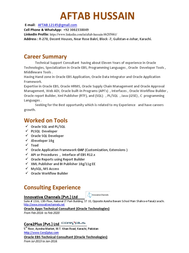 Aftab Hussain Updated Resume New 3 PDF | PDF | Application Programming ...