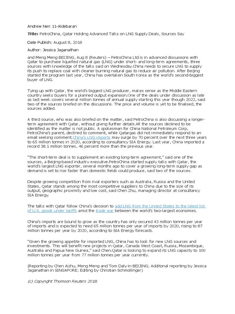 Andrew Neri 12 | PDF | Liquefied Natural Gas | Economies