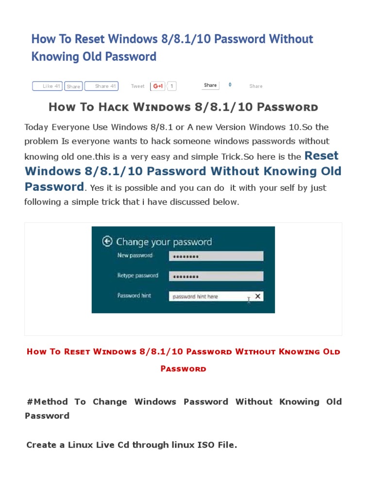 How To Reset Windows 8 - 8 | PDF | Password | Windows 10 How To Reset Windows 8 - 8 | PDF | Password | Windows 10