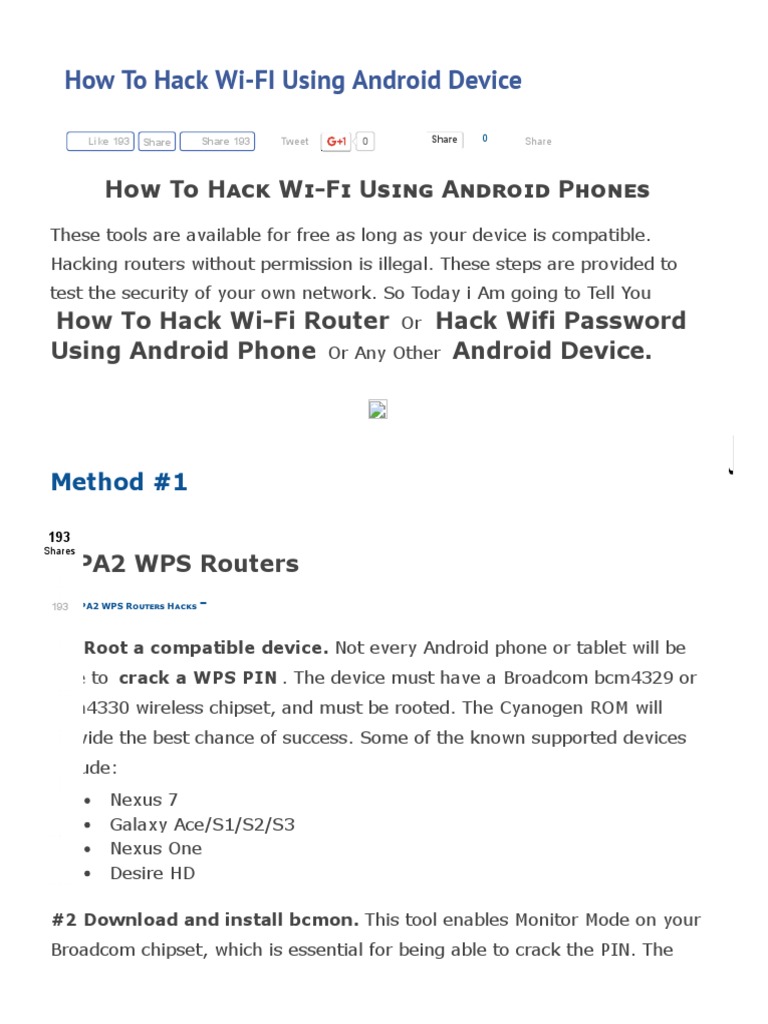 How To Hack Wi-FI Using Android Device - TekGyd Best Tech Tips & Tricks, How-To Tutorials | PDF ...