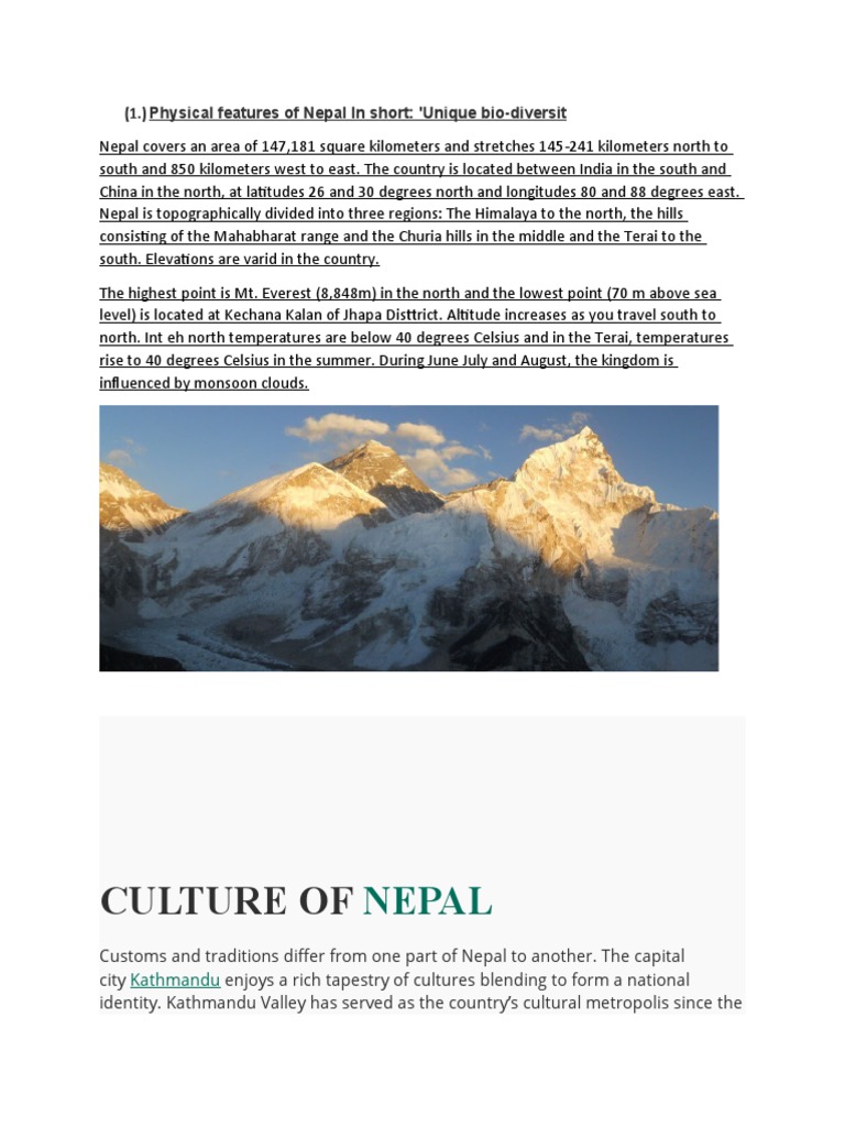 Nepal's Unique Biodiversity and Cultural Diversity | PDF | Himalayas ...