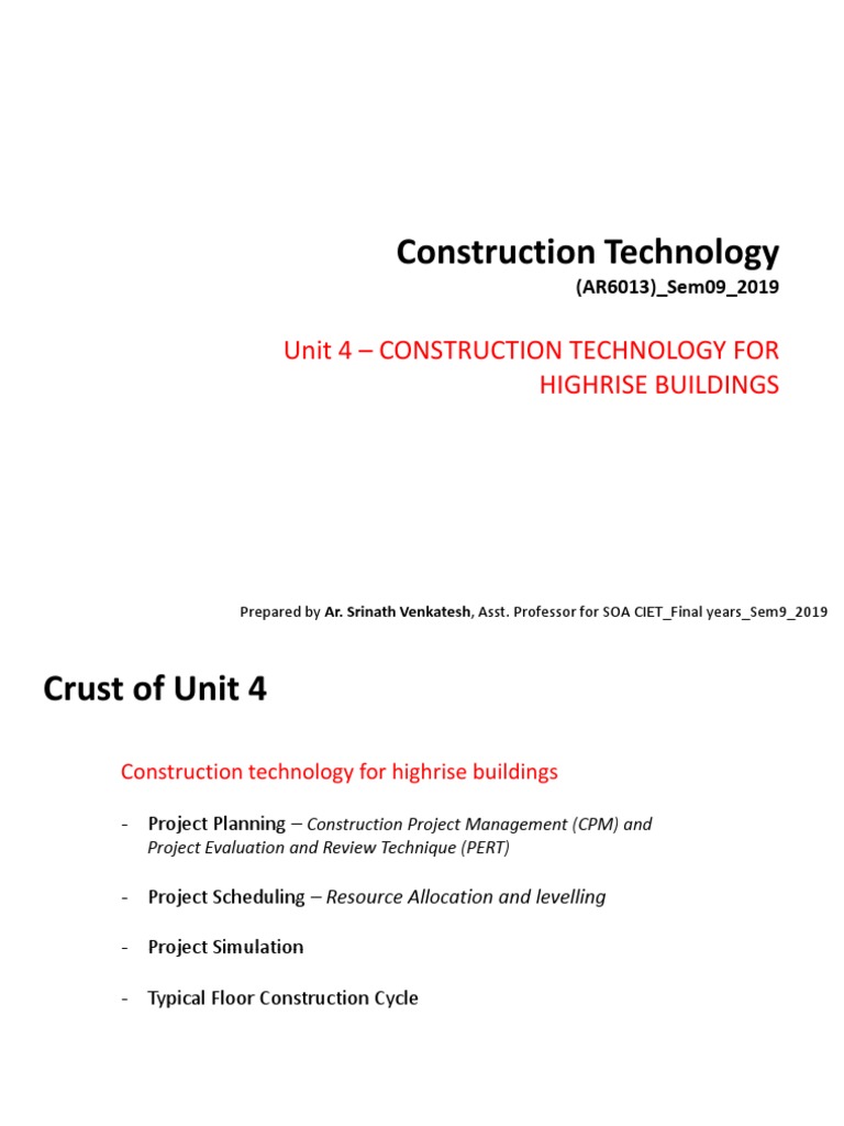Unit 4 - Construction Technology For Highrise Buildings | Download Free ...