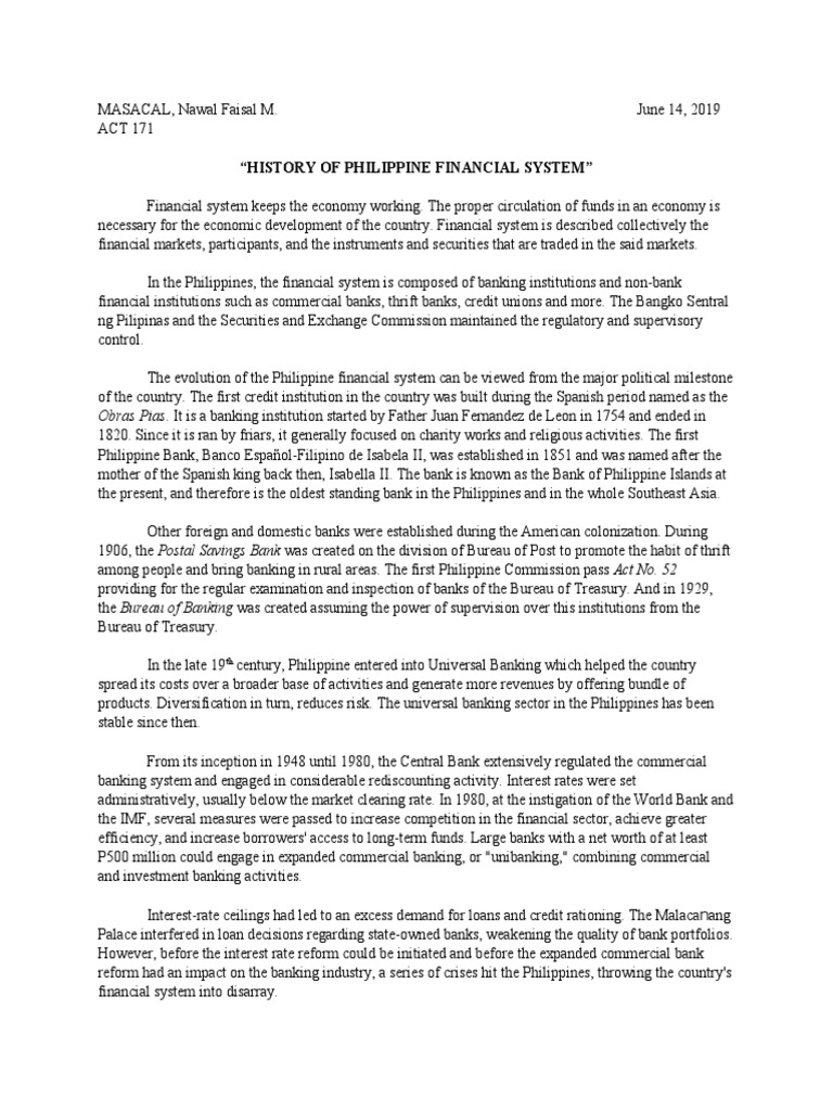 History of Philippine Financial System | PDF | Philippines | Banks