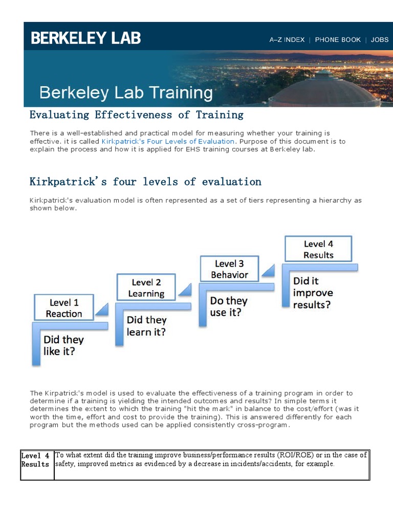 Evaluating Effectiveness of Training: Kirkpatrick's Four Levels of ...