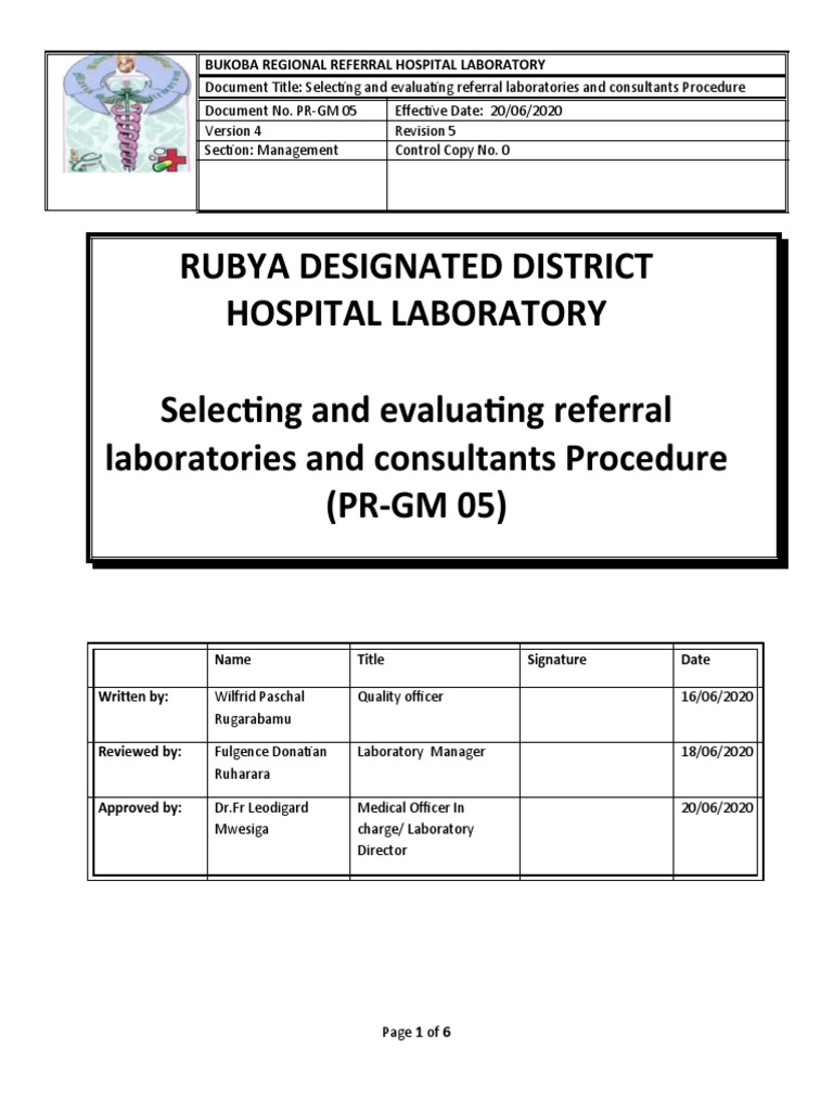 Guidelines for Selecting and Evaluating Referral Laboratories and ...