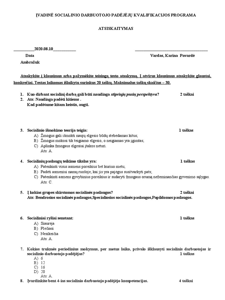 Egzamino Atsakymai | PDF