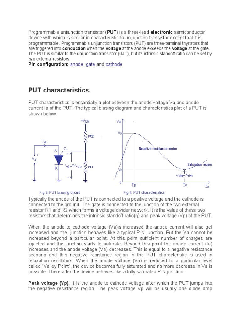Programmable Unijunction Transistor | PDF | P–N Junction | Field Effect ...