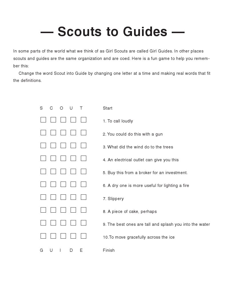 Scout to Guide Word Game | PDF