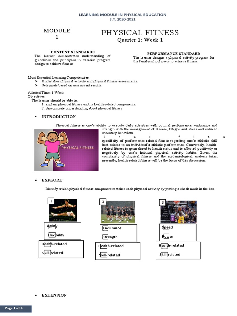 QTR1 - Mod1 - Week2 - Pe 7 | PDF | Body Mass Index | Physical Fitness