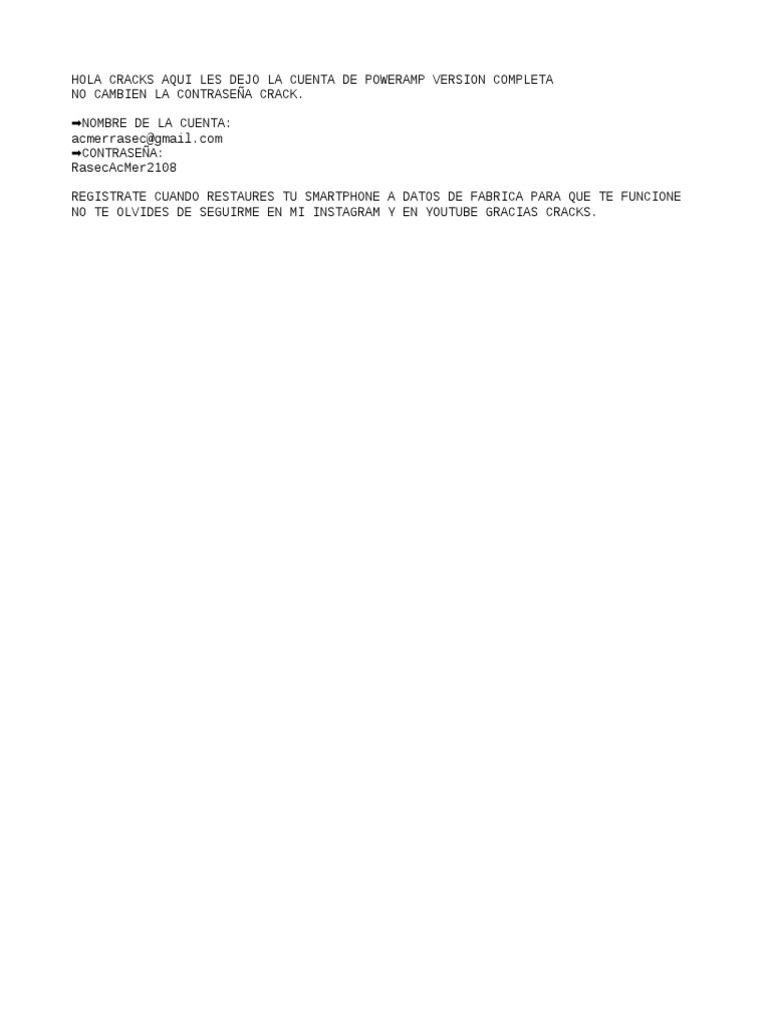 Cuenta de Poweramp Gratis 2020 | PDF