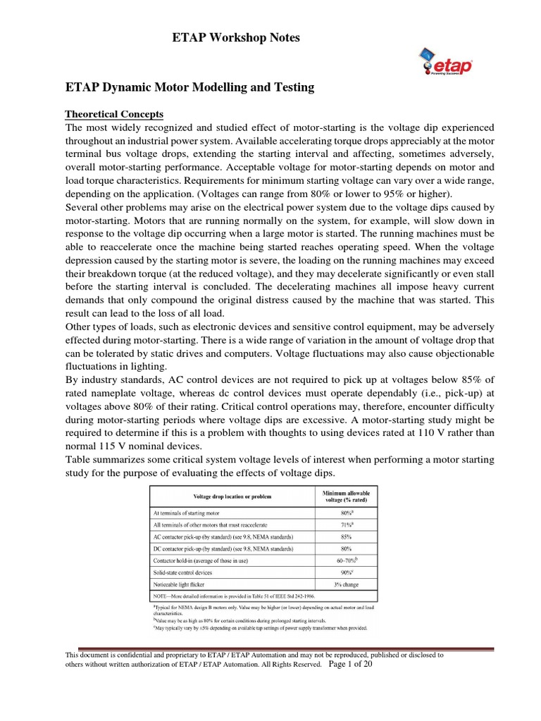 5.ETAP Motor Modelling and Testing PDF | PDF | Electric Motor | Voltage