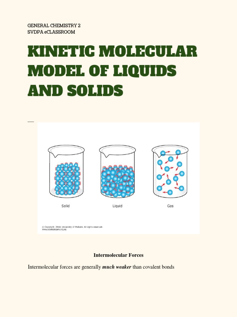 Kinetic Molecular Model of Liquids and Solids PDF | PDF ...