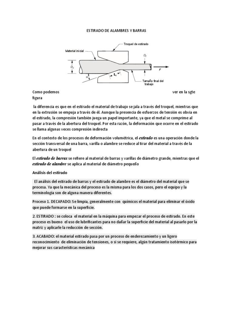 Estirado de Alambre y Barras: Proceso y Equipos | PDF | Extrusión ...