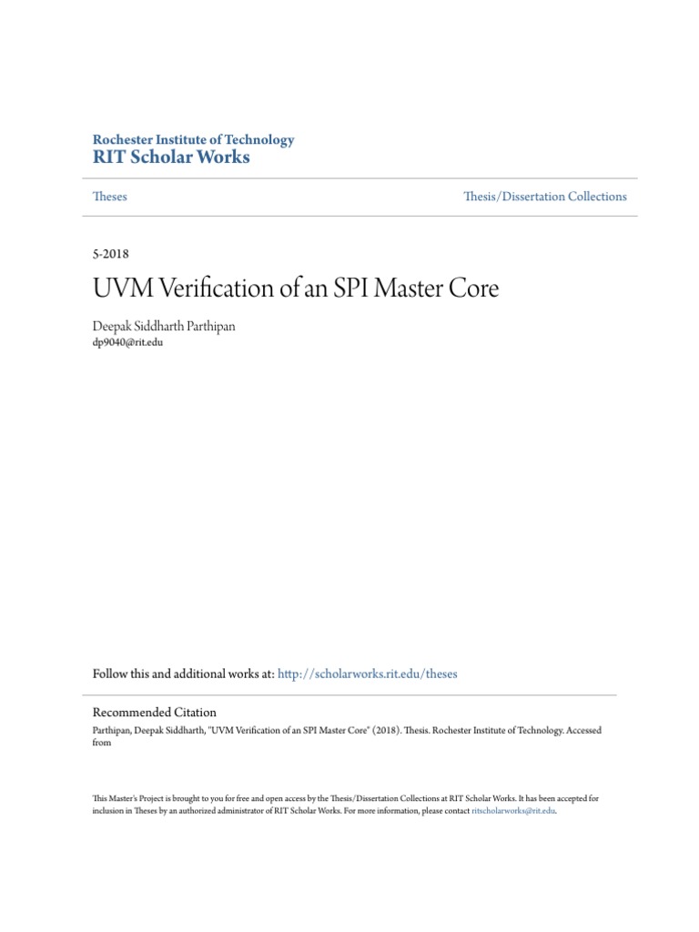 UVM Verification of An SPI Master Core | PDF | System On A Chip ...