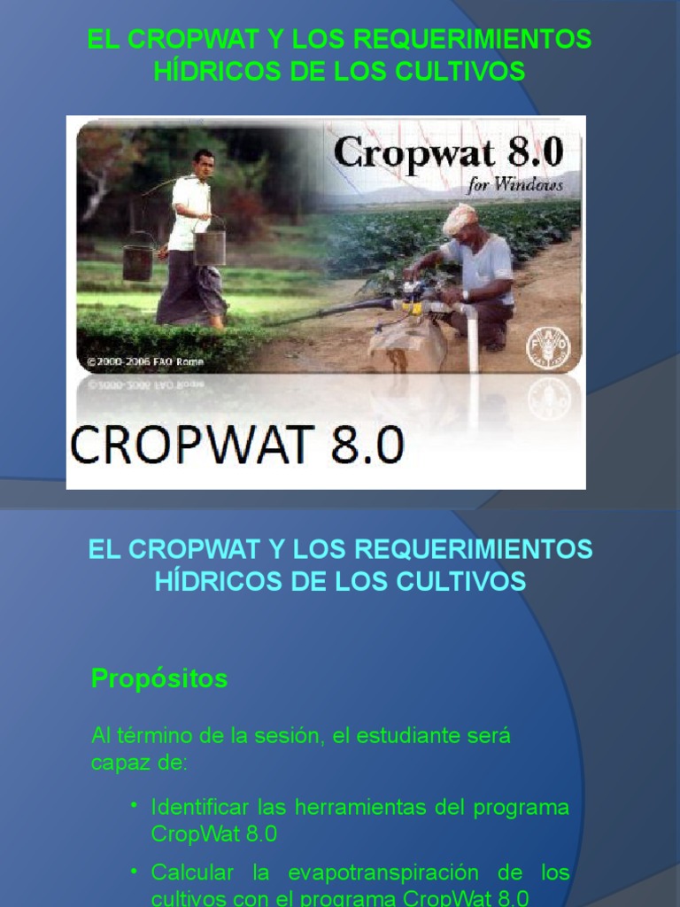 Aplicacion CROPWAT 2020 | PDF | Evapotranspiración | Riego
