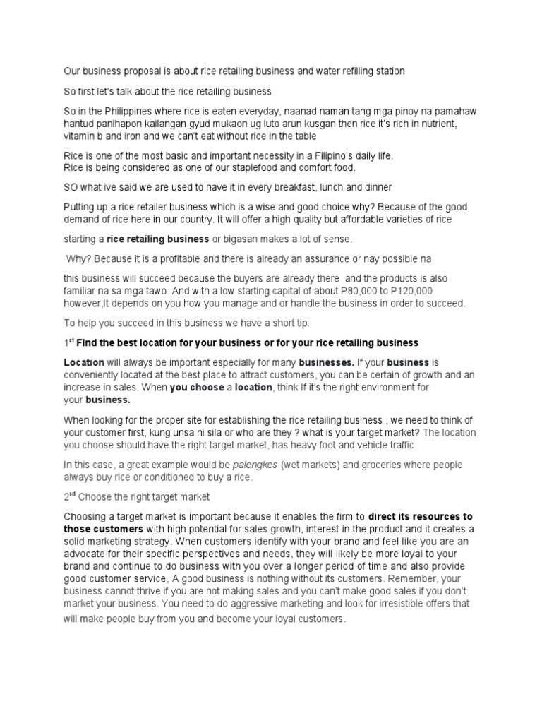 Find The Best Location For Your Business or For Your Rice Retailing ...