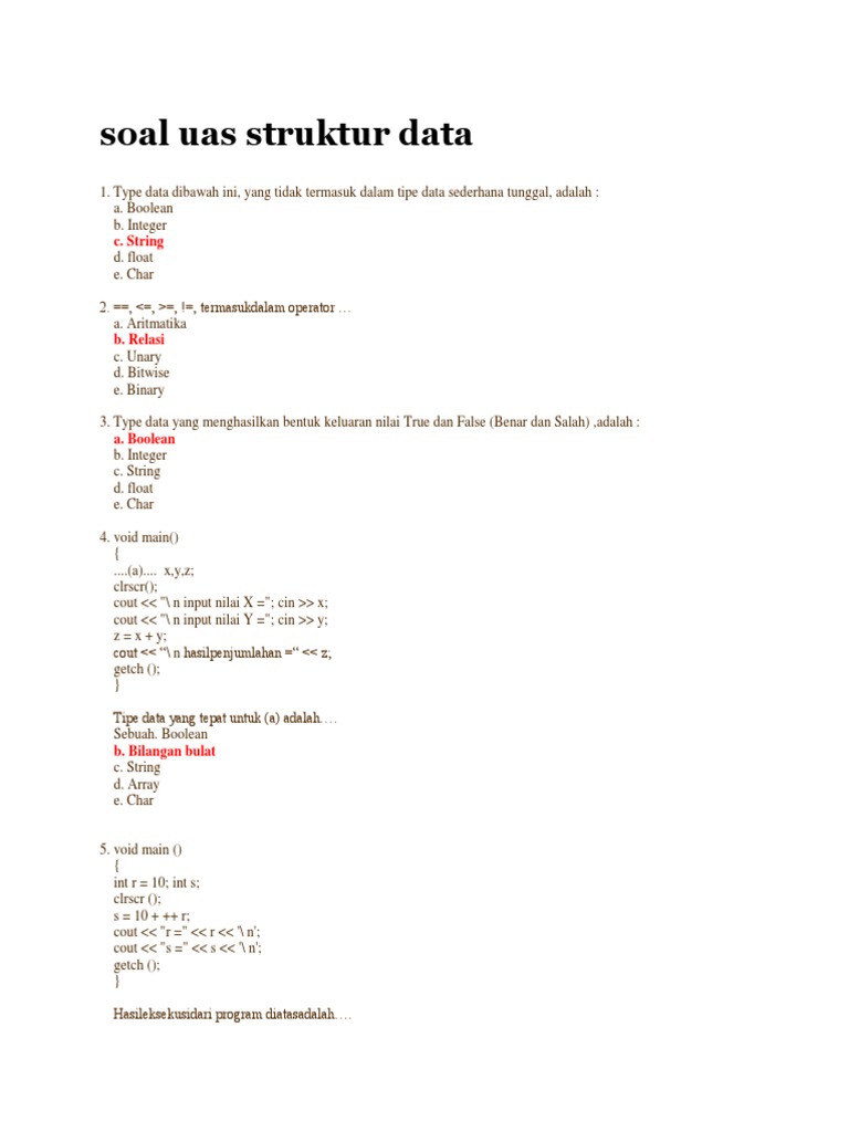 Soal Uas Struktur Data | PDF