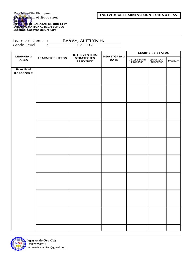 Individual Learning Plan | PDF