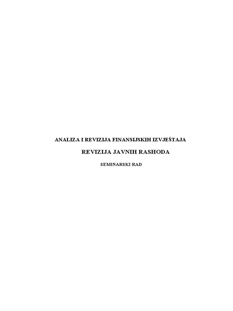 Revizija Javnih Rashoda | PDF
