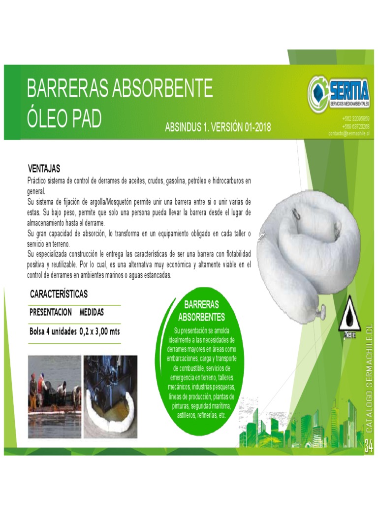 Barreras Absorbentes Aceites | PDF | Combustibles | Queroseno / Parafina