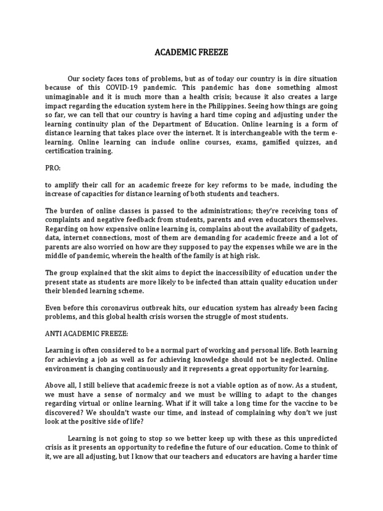 Academic Freeze | PDF | Educational Technology | Distance Education