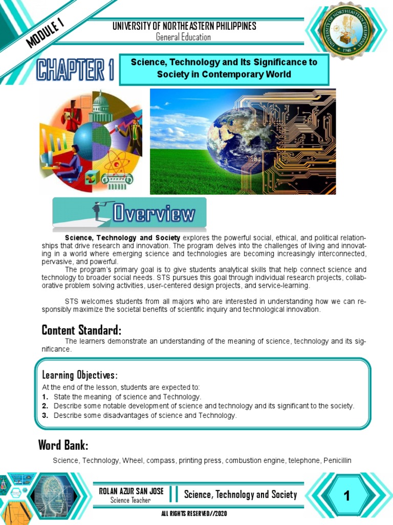 Module 1 Chapter 1 Introduction To STS Science Technology and Society ...