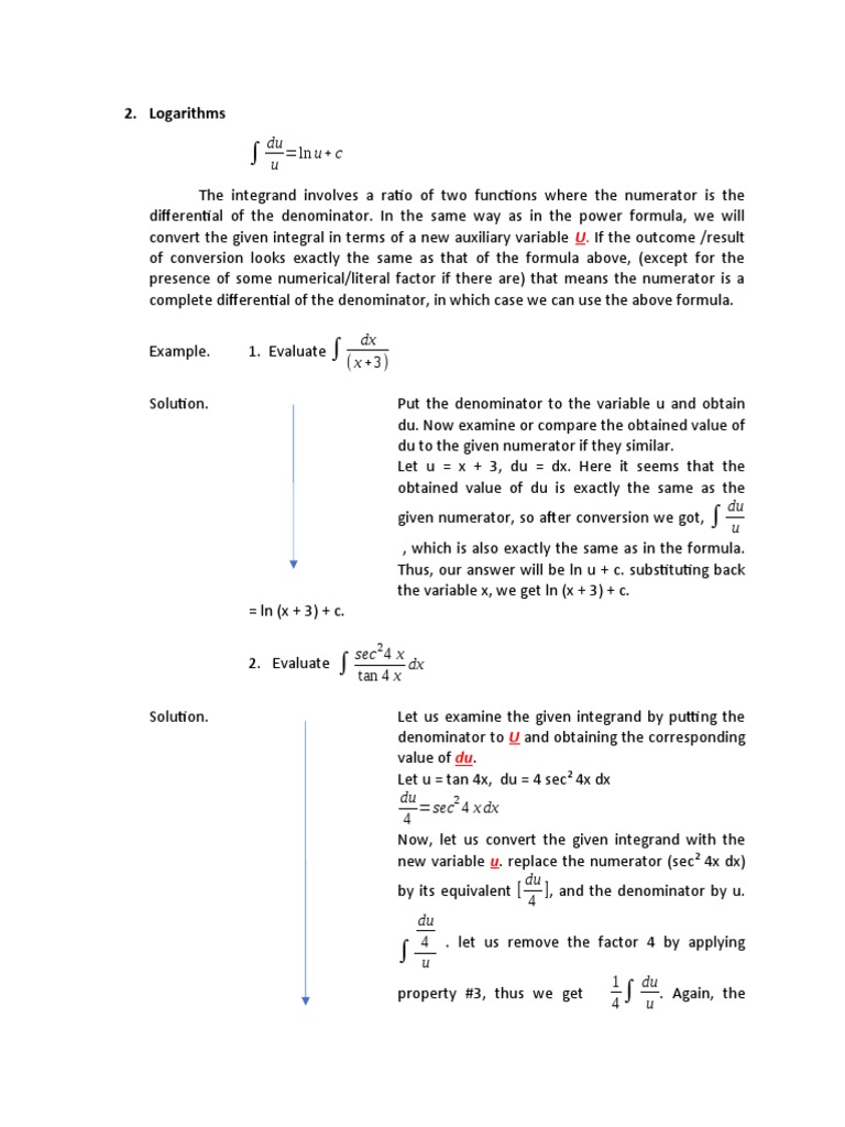 Logarithms | PDF | Integral | Fraction (Mathematics)