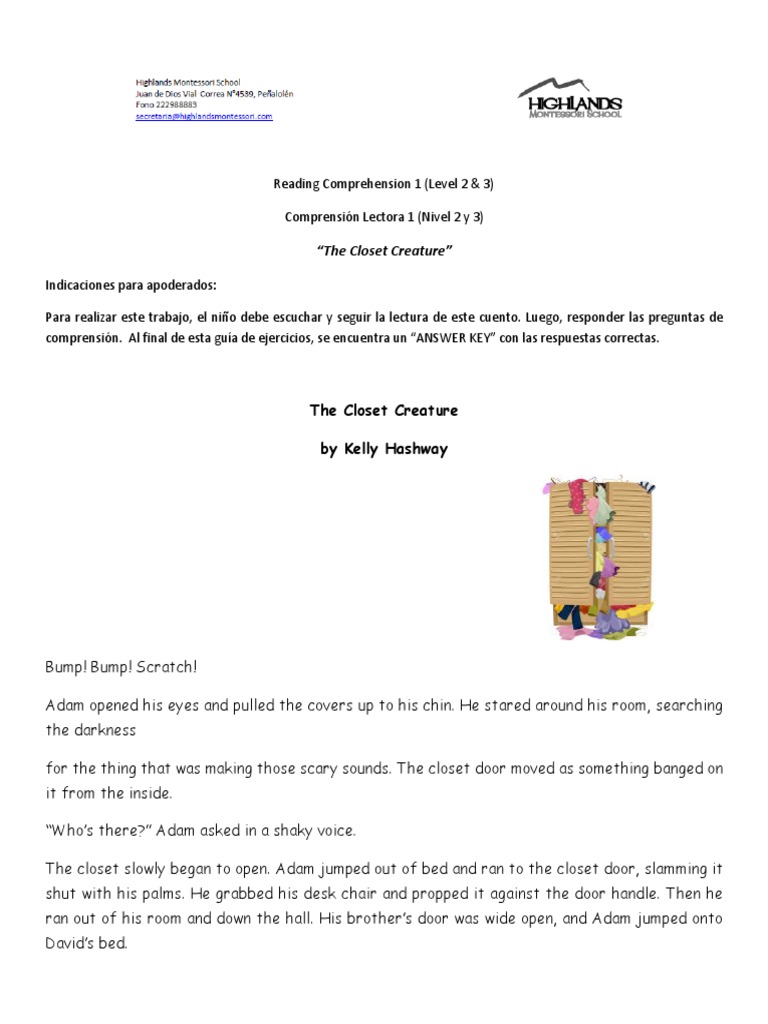The Closet Creature: Comprehension Guide | PDF | Pillow