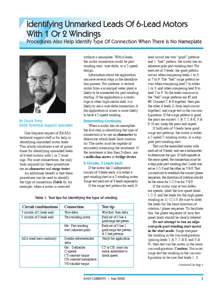 Identify Unmarked Leads 6 and 9 Lead Motors PDF | PDF | Electric Motor ...