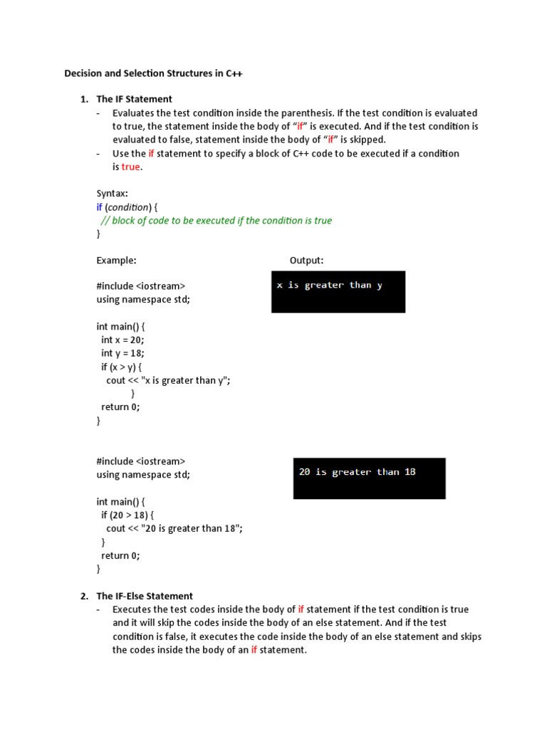 If If If True Decision And Selection Structures In C 1 The If Statement Download Free Pdf