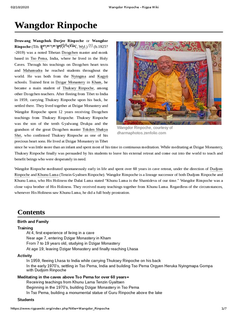 Wangdor Rinpoche: Tibetan Dzogchen Master | PDF | Padmasambhava | Nyingma